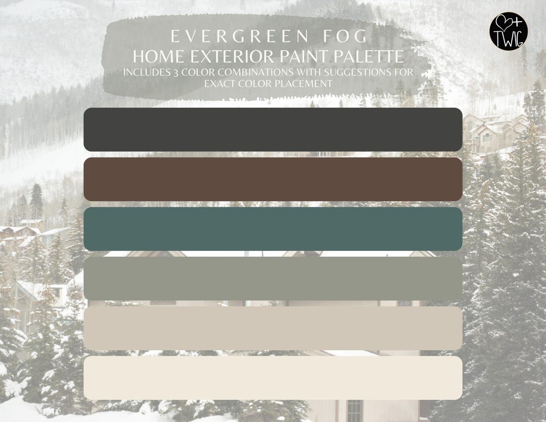 Evergreen Fog Exterior Paint Color Scheme: Mountain Home Palette ...