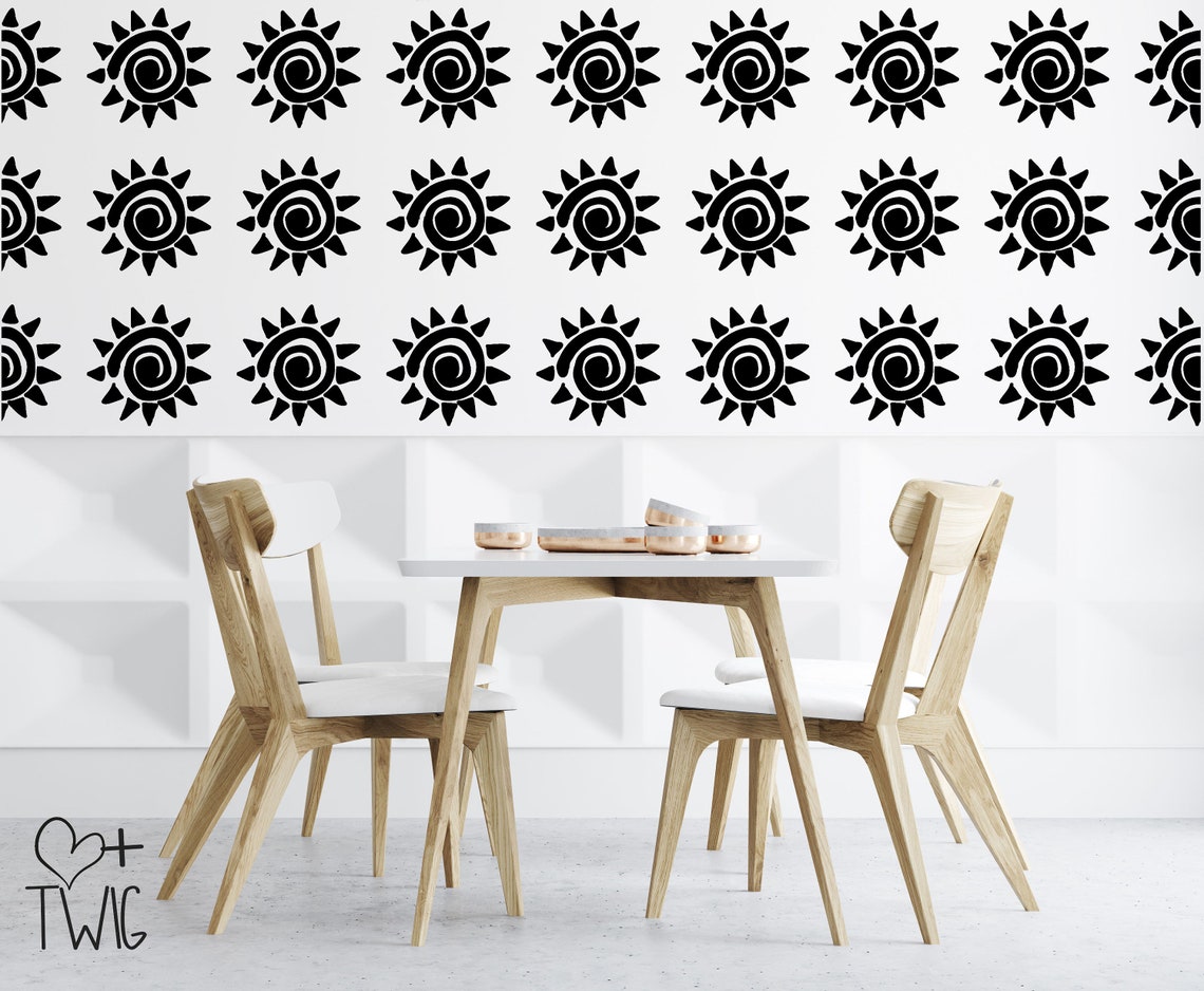 Sunburst Floor Stencil Sun Wall Stencil Modern Surface - Etsy