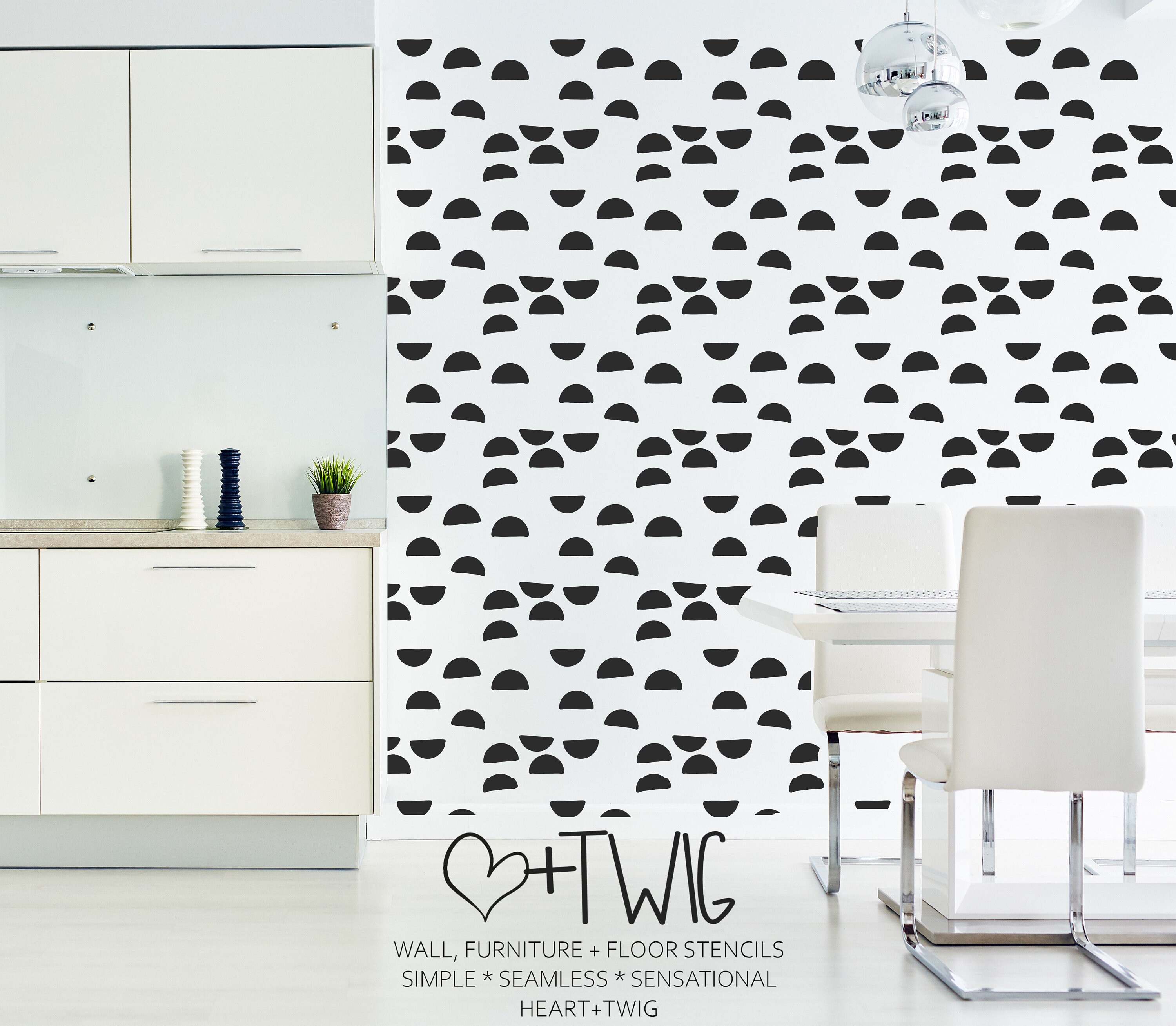 Half Circle Stencil Medium Wall Stencil Modern Hand Drawn | Etsy