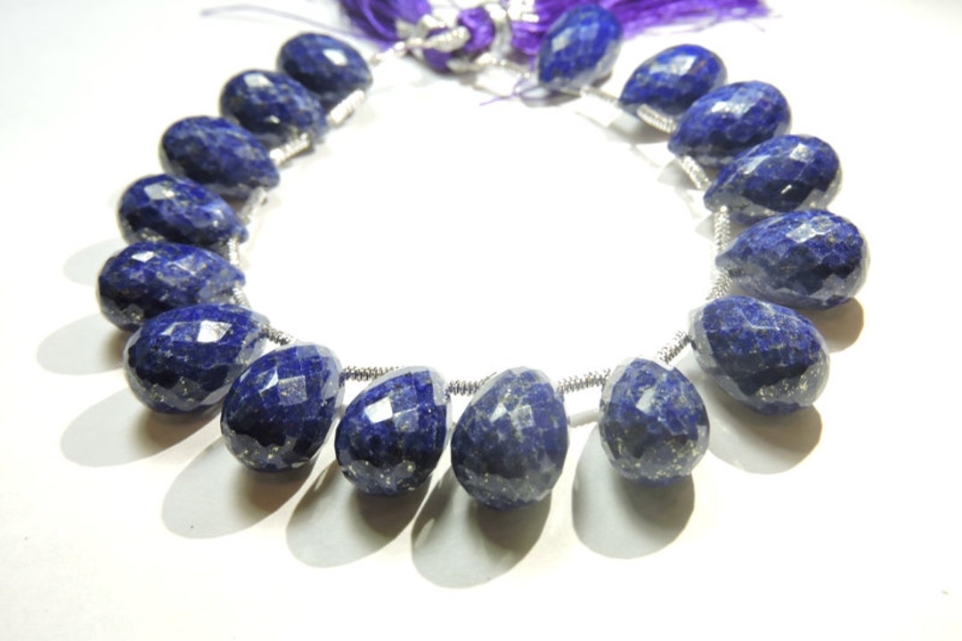 10 Pcs AAA Genuine Lapis Lazuli Faceted Drops Briolette Size - 16*10 MM ...