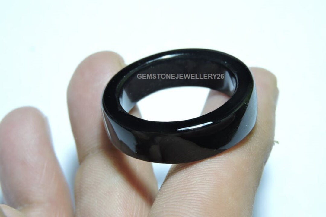 1 Piece Natural Black Obsidian Smooth Polished Band / Ring Band ...