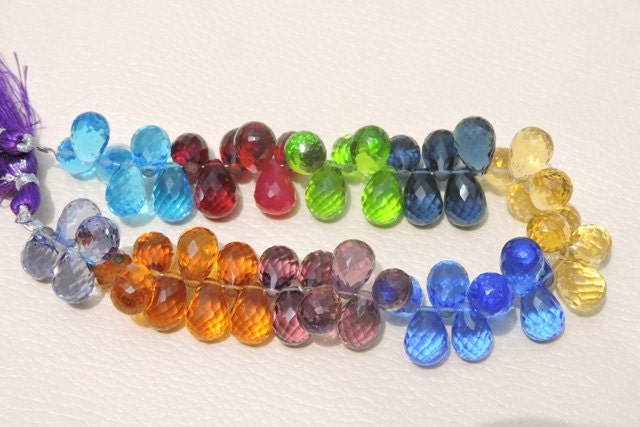 30 piezas hermoso multicolor cuarzo facetado gota Briolette - Etsy España