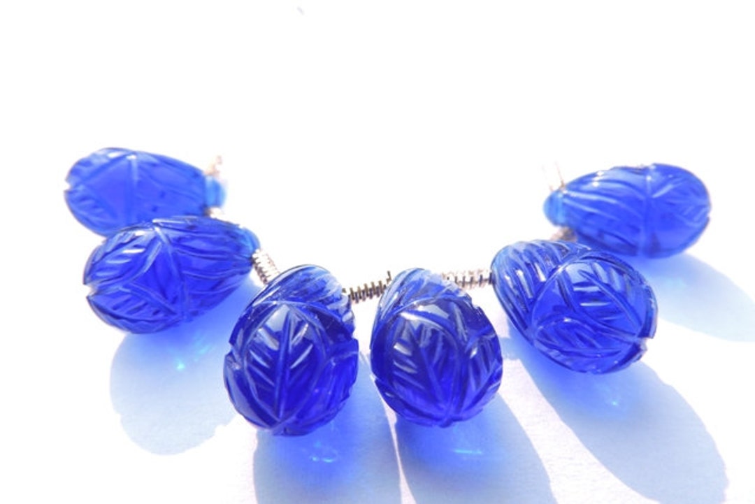 Buy 6 Pcs Outrageous Royal Blue Quartz Carved Drops Briolette Size 1610 ...