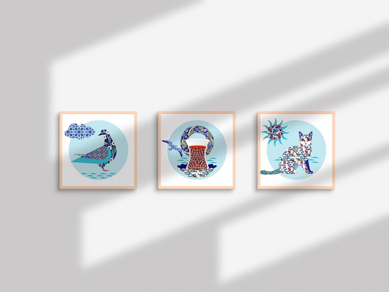 İstanbul Poster, Turkish Tile Art, Turkish Cini Collage Art, Wallart ...