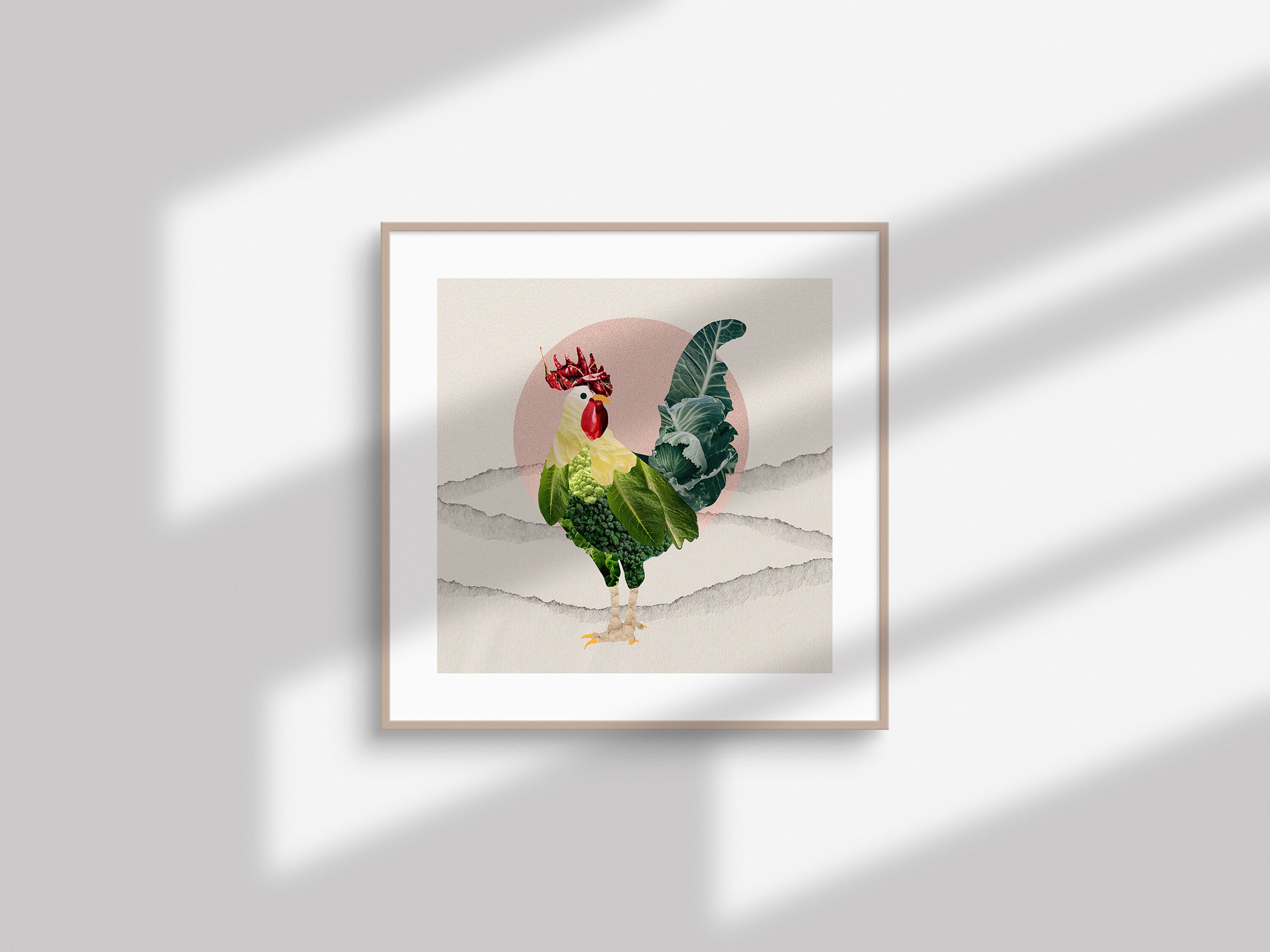 Cockerel Collage Poster, Printable Poster, Digital Collage Art, Collage ...