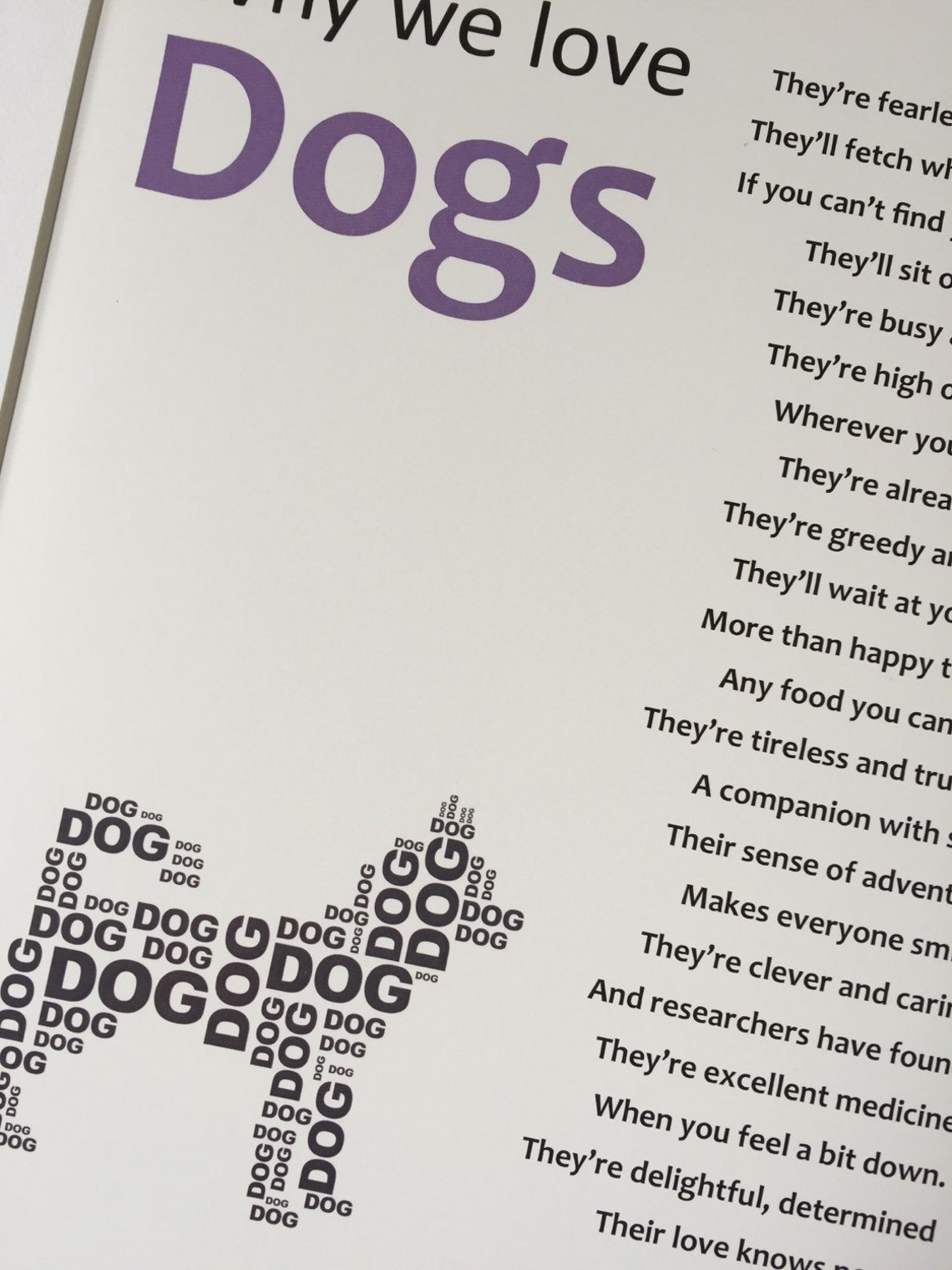 Poem for a Dog-lover, Illustrated Poem Print Gift for a Dog Lover, Dog ...