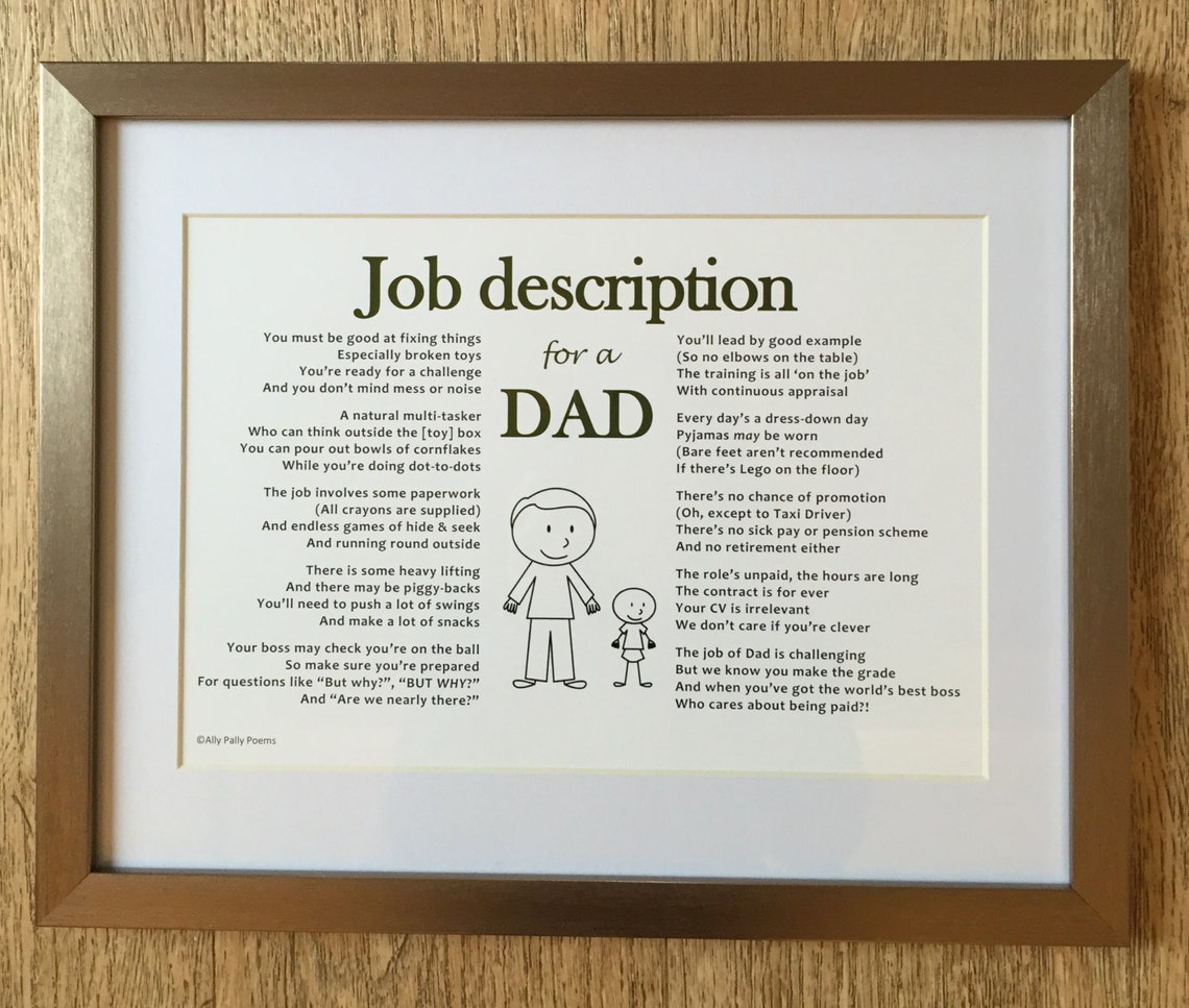 Dad's Job Description Poem Print, Poem for Dad or Step Dad on Father's ...