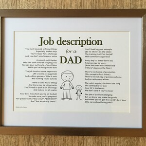 Dad's Job Description Poem Print Poem for Dad or Step Dad - Etsy Australia