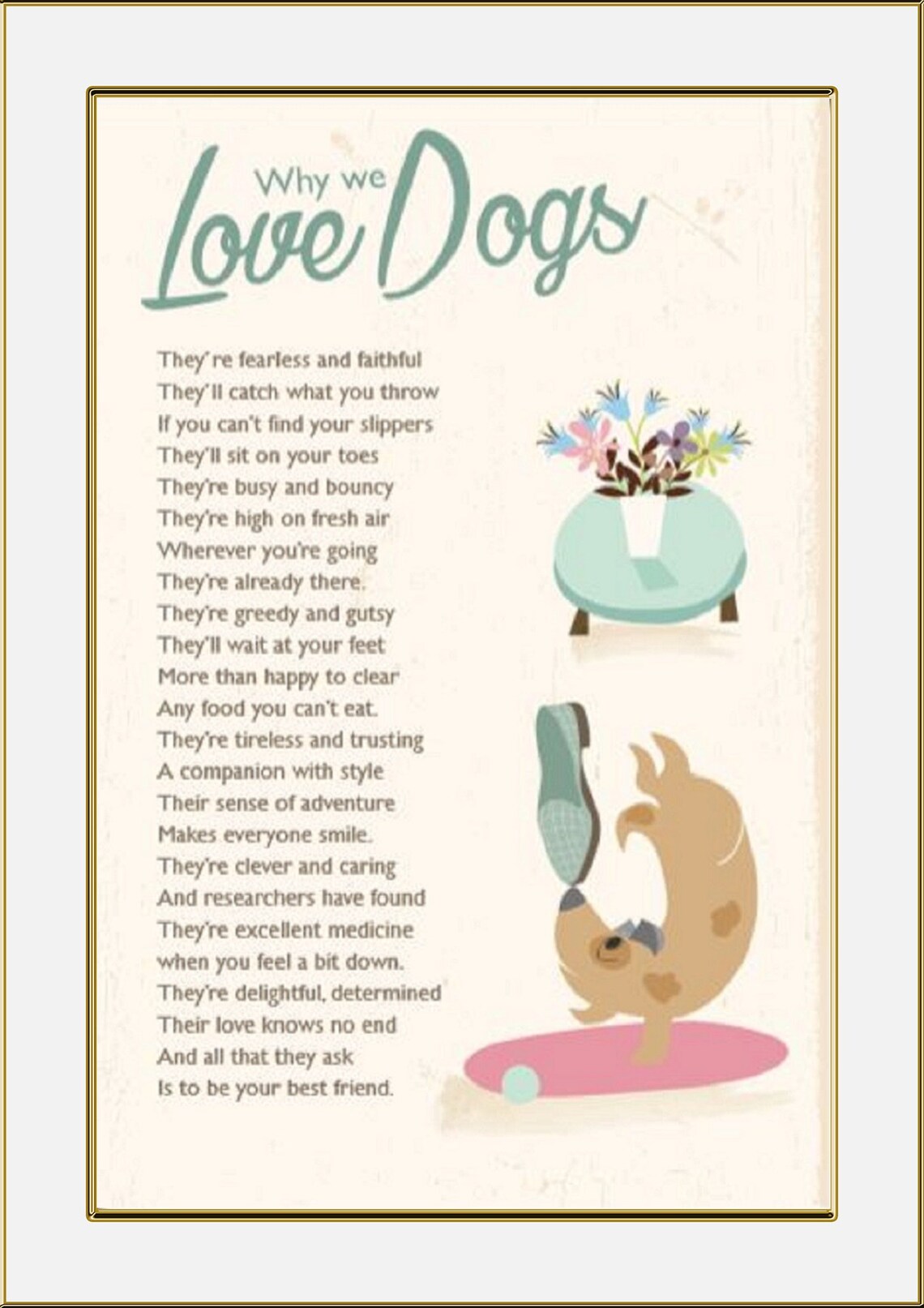 Poem for a Dog-lover, Illustrated Poem Print Gift for a Dog Lover, Dog ...