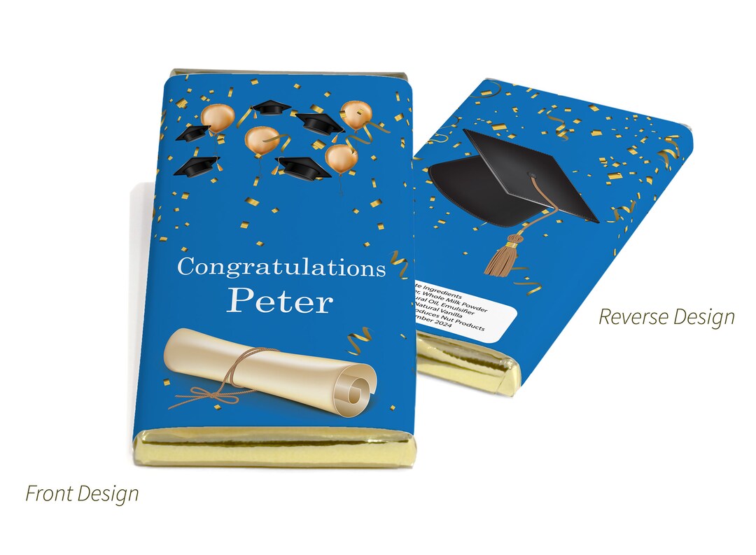 Graduation Chocolate Bars - Personalised Favours - 80g Milk Chocolate ...