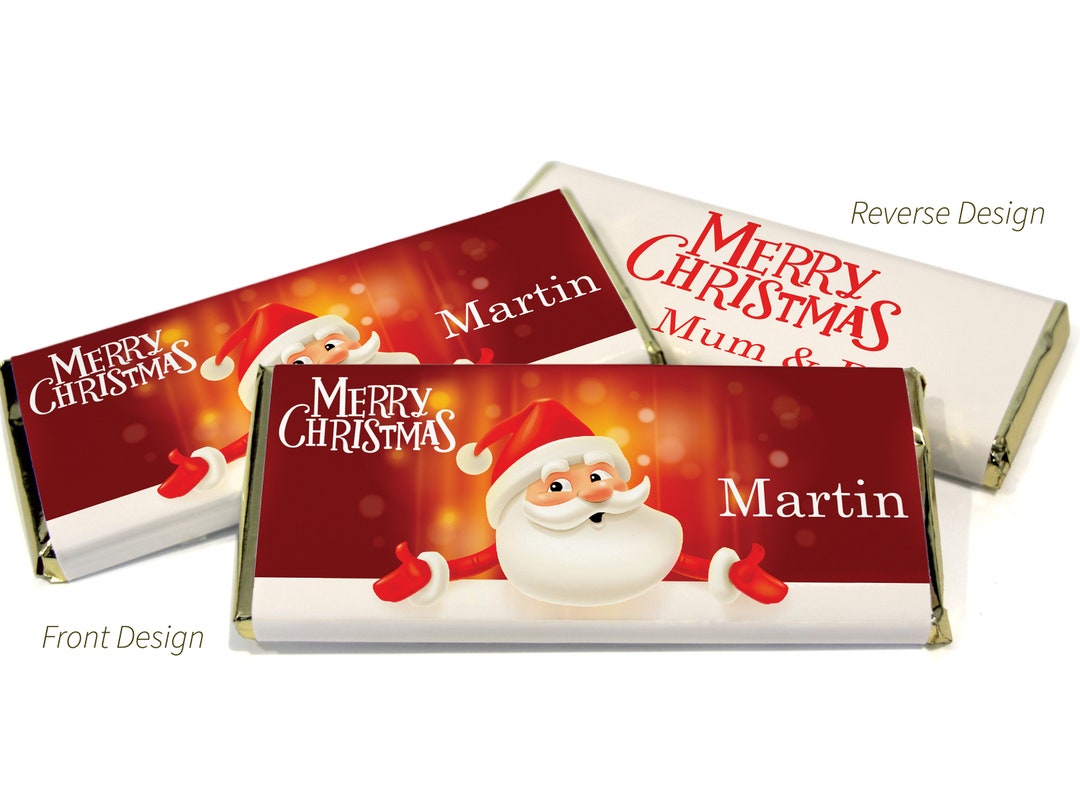 Christmas Santa Chocolate Bars Personalised Favours 80g - Etsy UK