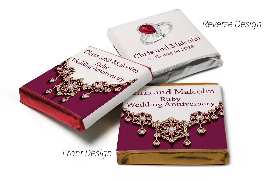 40th Wedding Anniversary Chocolate Neapolitan Squares, Elegant Party ...