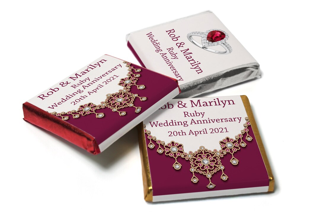 Ruby Wedding Anniversary Favours Neapolitan Chocolates V0 - Etsy