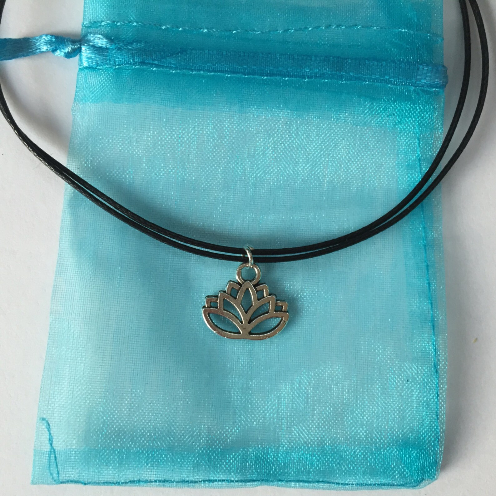 Lotus Flower Black Cord Choker 90s Choker - Etsy