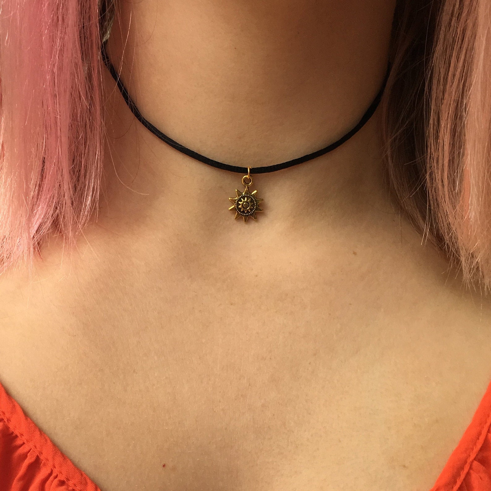 Sun Choker Necklace Gold / Silver Sunflower 90s Choker - Etsy
