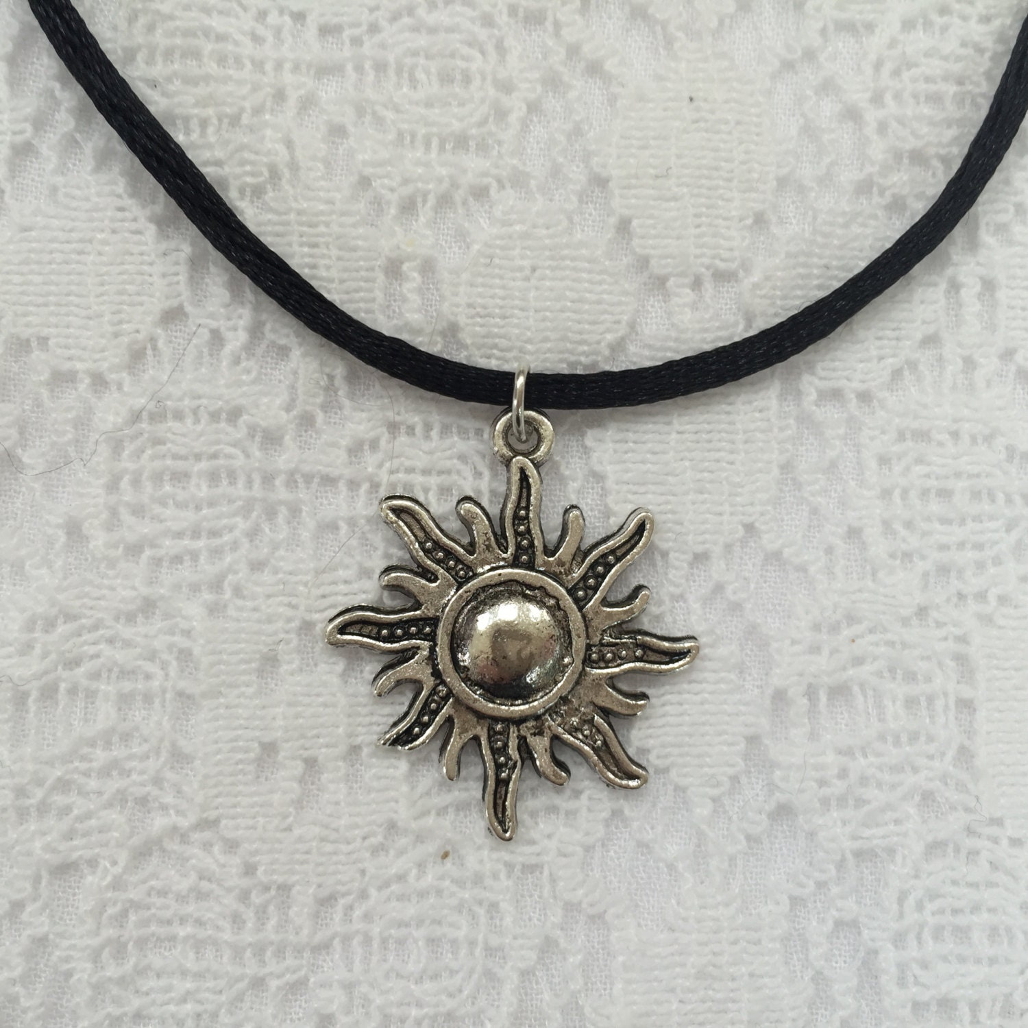 Sunshine Choker Necklace on Black Cord 90s Choker - Etsy