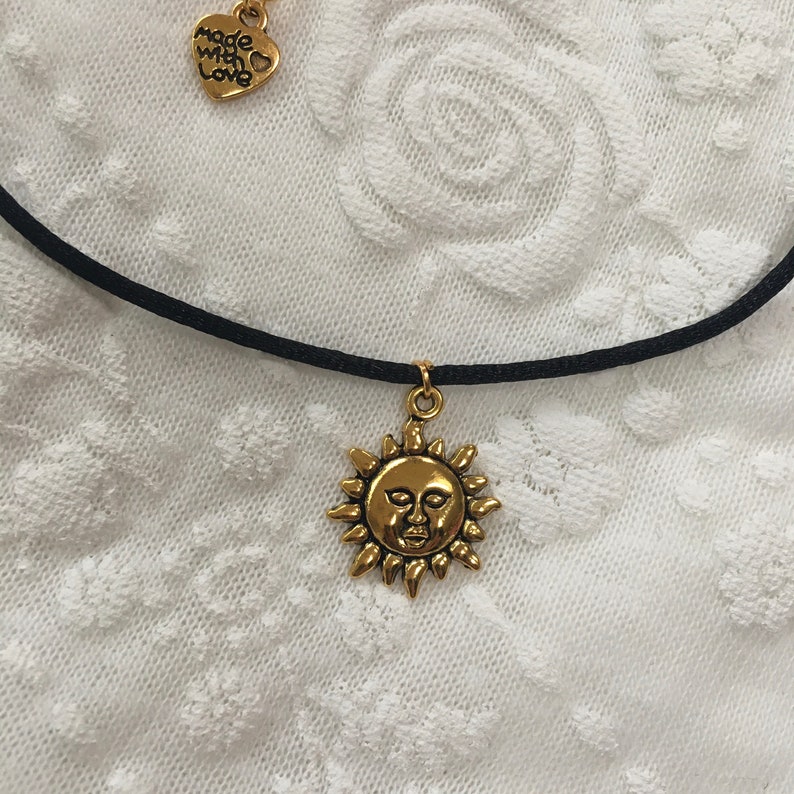 Sun Choker Necklace Silver or Gold Sunface 90s Choker Necklace | Etsy