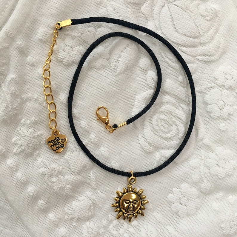 Sun Choker Necklace Silver or Gold Sunface 90s Choker Necklace | Etsy