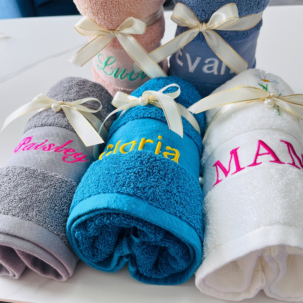Personalized Embroidered Towel,custom Monogrammed Embroidered Bath ...