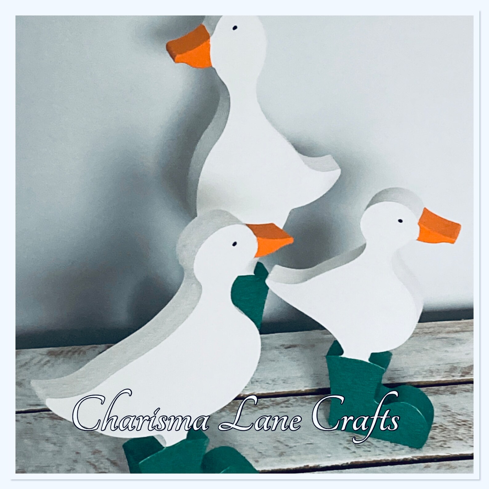 Wooden Ducks in Metallic Green Wellies - Etsy
