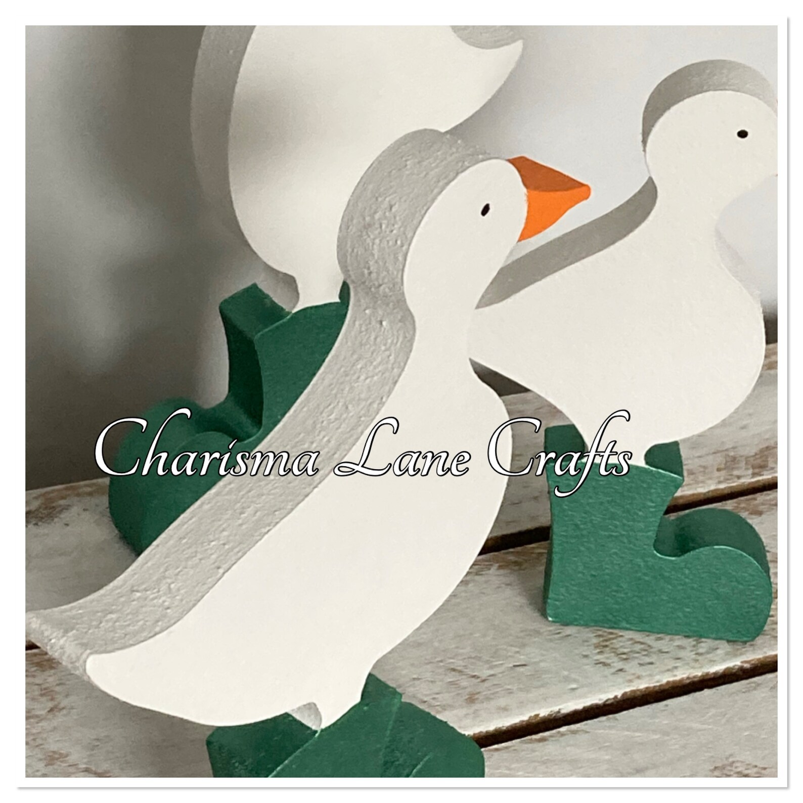 Wooden Ducks in Metallic Green Wellies - Etsy