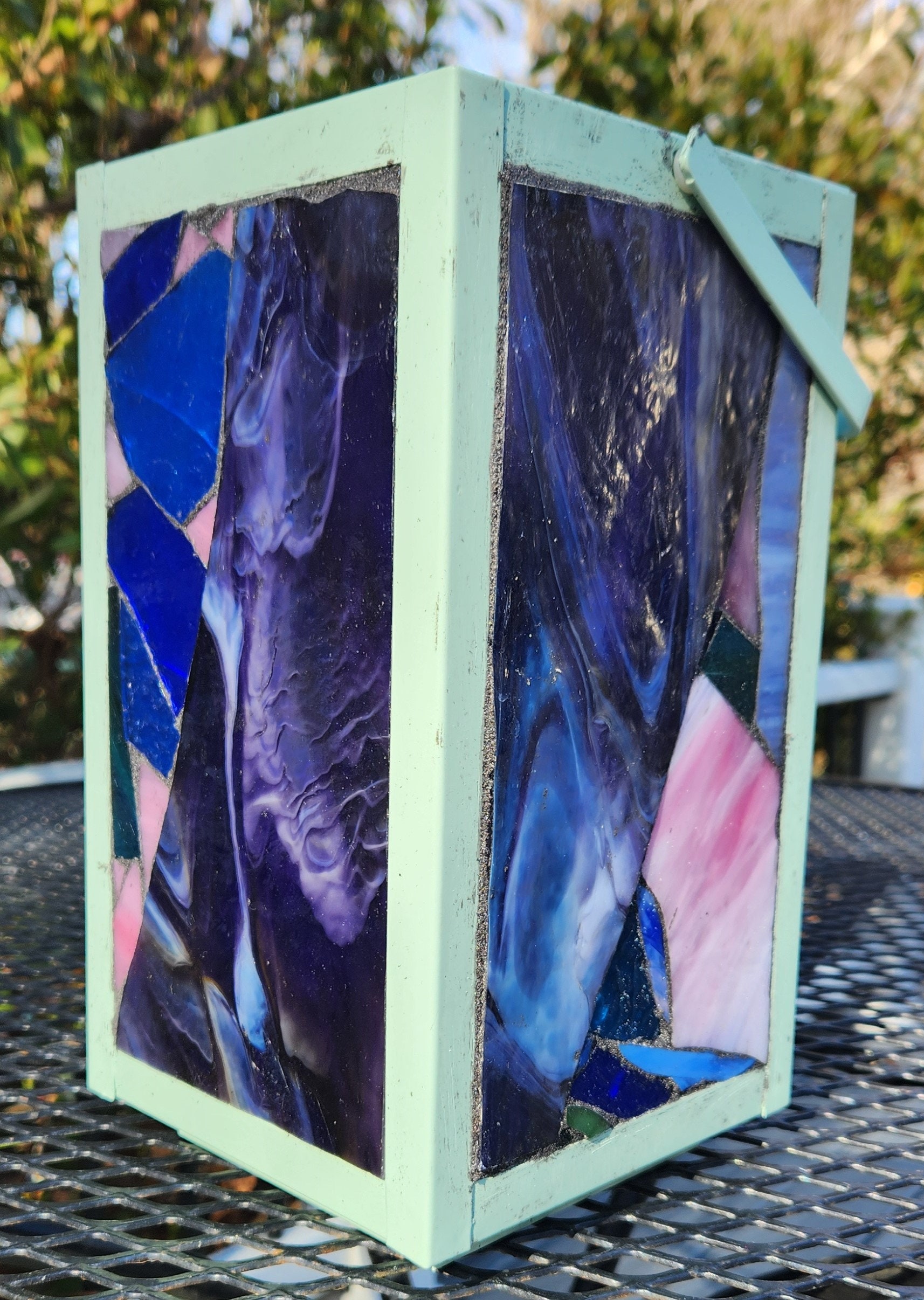 Outdoor Stained Glass Box Lantern - Etsy