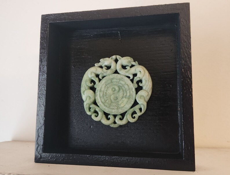 Asian Jade Yin Yang Dragon Art Shadow Box - Etsy