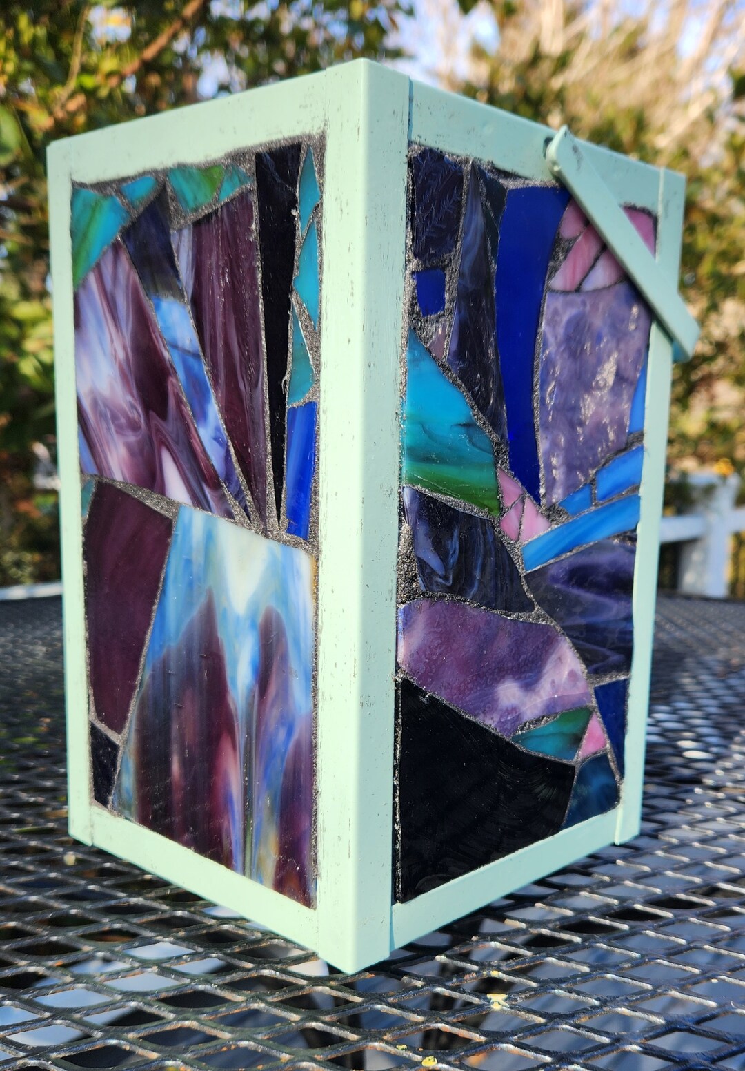 Outdoor Stained Glass Box Lantern - Etsy