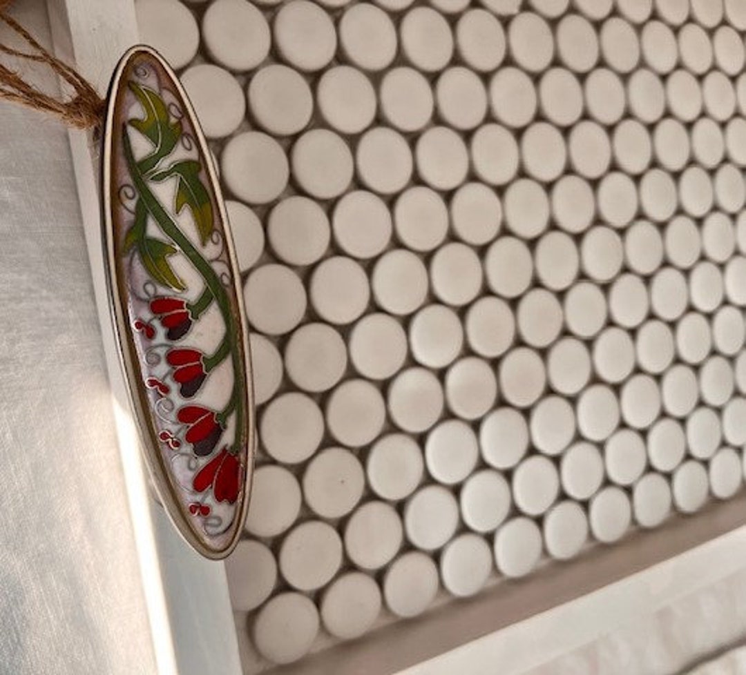 White Tiled Tray With Decorative Handles for Use in Home - Etsy