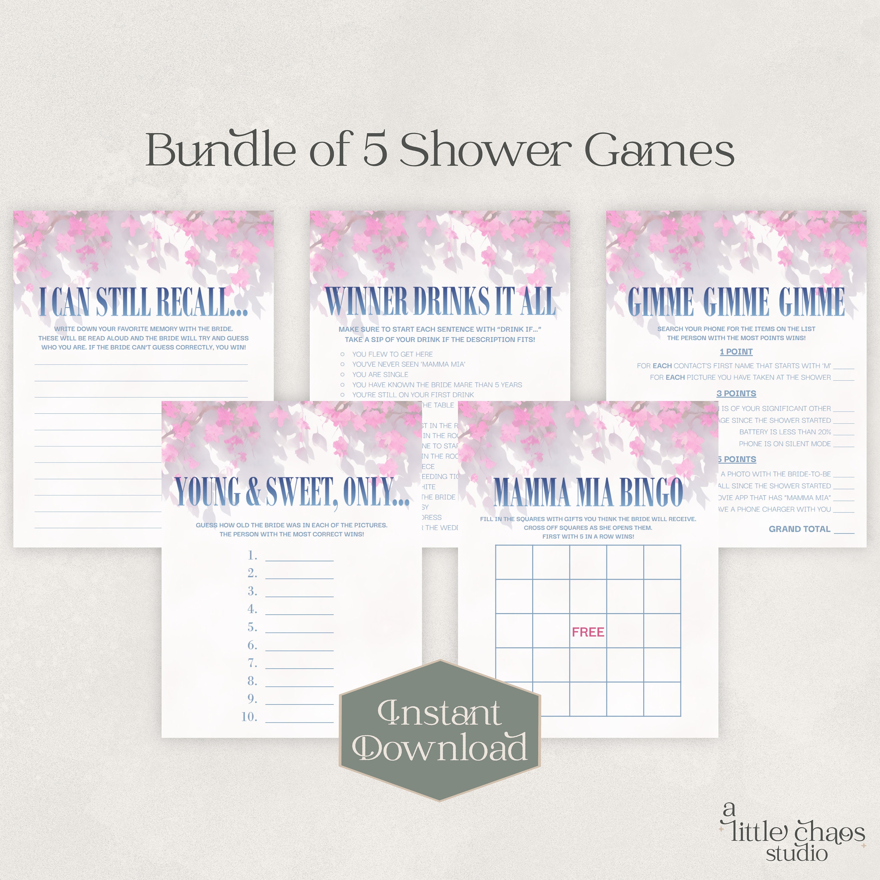 Printable Mamma Mia Bridal Shower Games Bundle of 5 Games - Etsy Australia