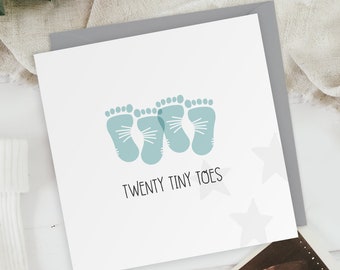 Twenty Tiny Toes New Baby Twins Footprints Greeting Card | Etsy UK