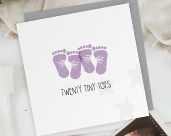 Twenty Tiny Toes New Baby Twins Footprints Greeting Card | Etsy UK