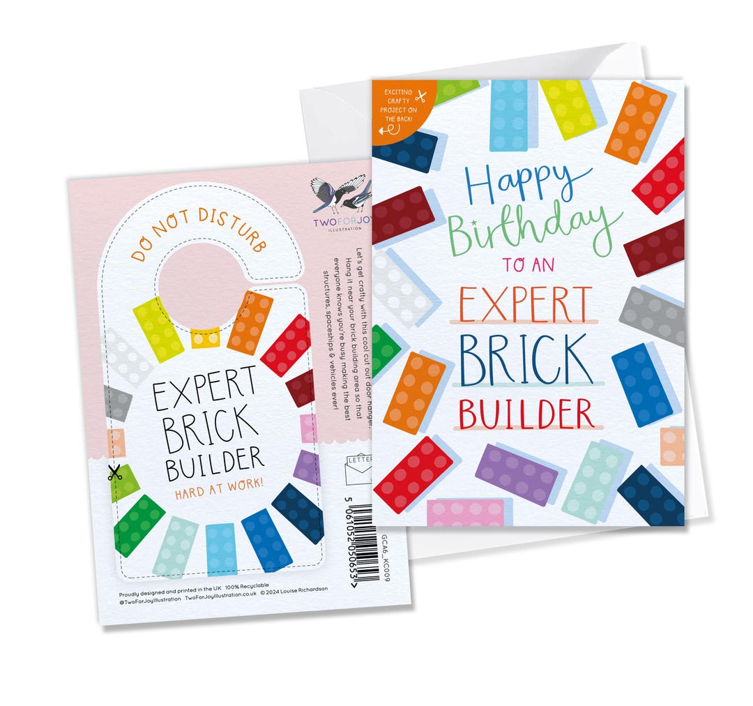 Expert Brick Builder Birthday Card With Crafty Project - Etsy