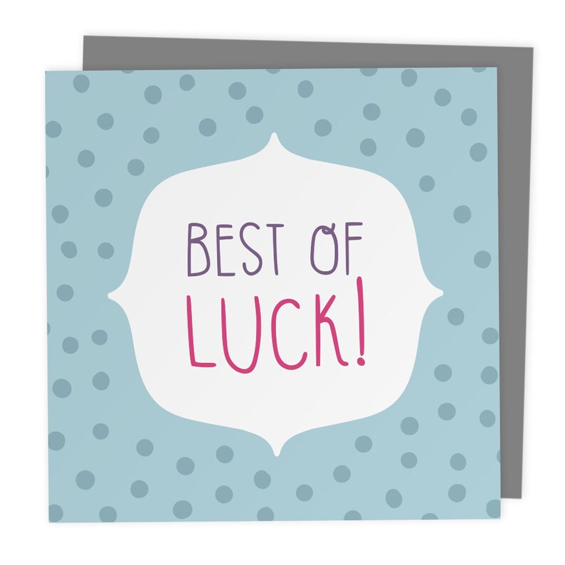 Best of Luck Blue Polkadot Good Luck Greeting Card - Etsy