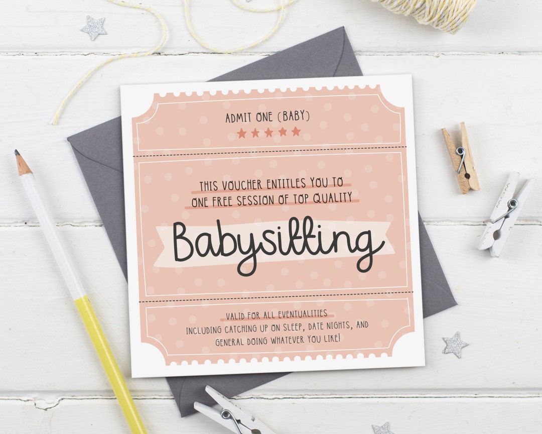 Babysitting Voucher Card New Baby or First Birthday Greeting Card Baby ...