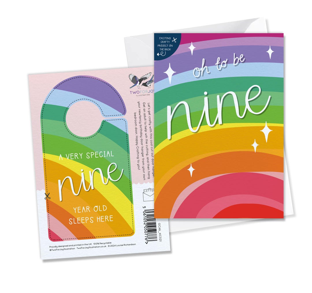 Nine Year Old Rainbow Brights Birthday Card With Cut-out Crafty ...