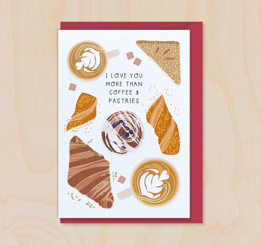 I Love You More Than Coffee & Pastries Valentine's Day Card for Husband Wife - Etsy