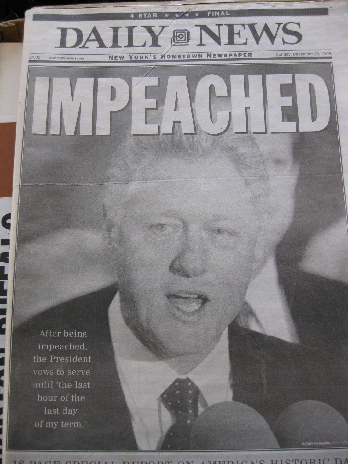 Bill Clinton Impeachment Newspapers 1998 Never Read - Etsy