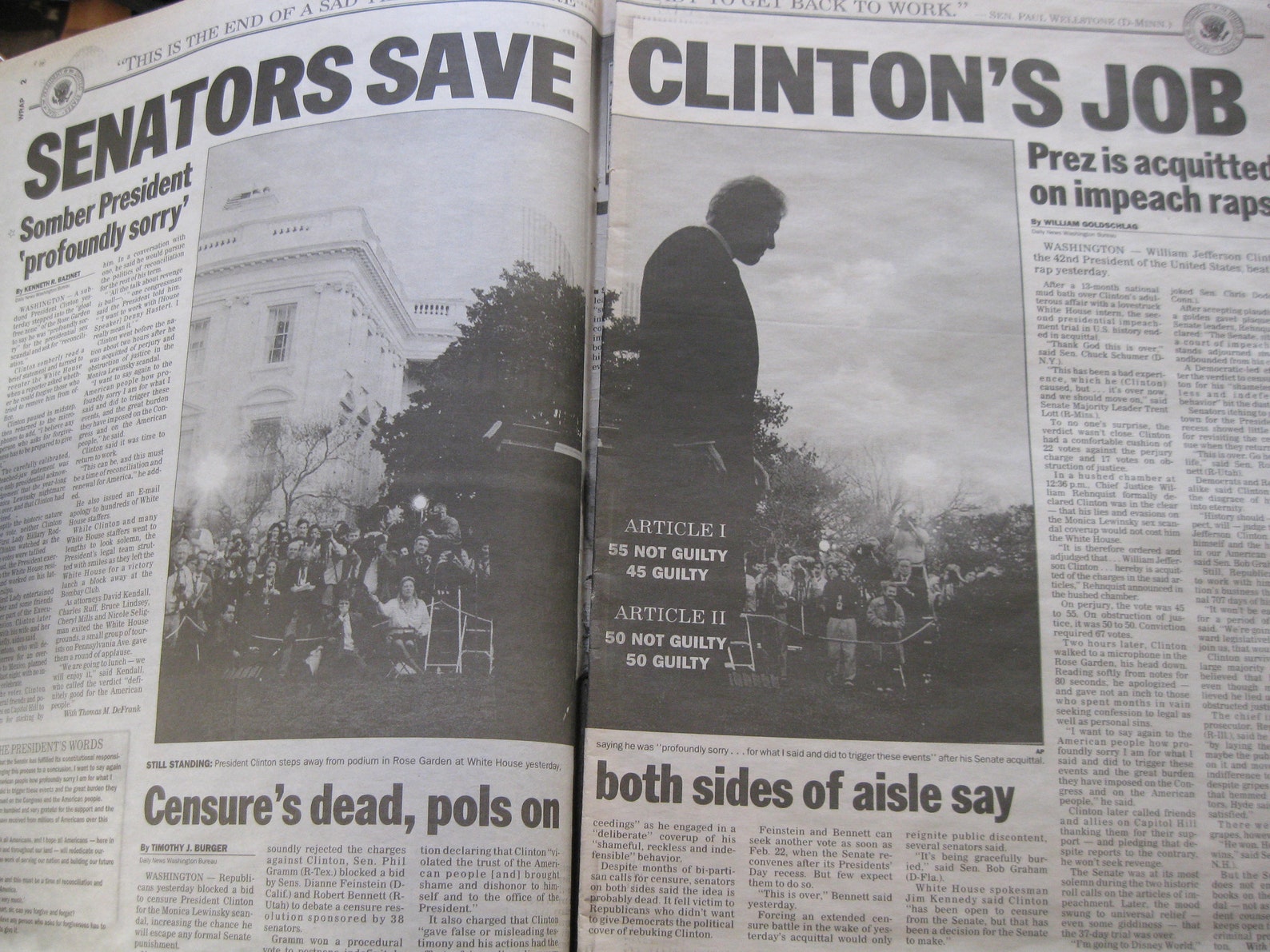 Bill Clinton Impeachment Newspapers 1998 Never Read - Etsy