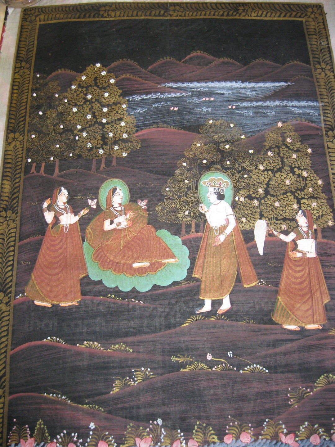 Beautiful Indian Hand Painting on Silk - Etsy