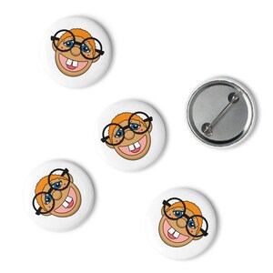 Set of 5 Pin Buttons With Jonatin Puppet Face Illustration - Etsy