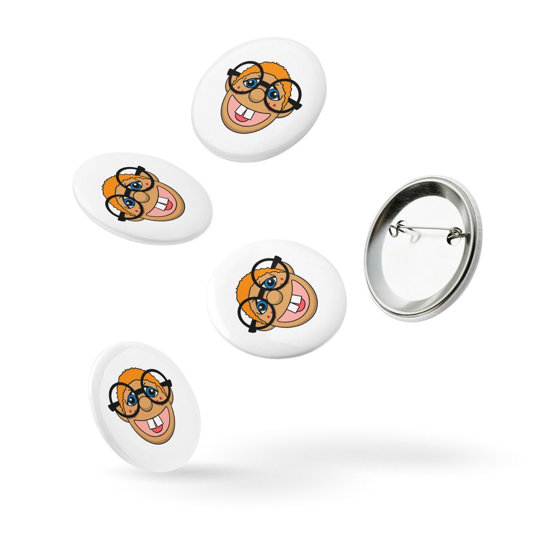 Set of 5 Pin Buttons With Jonatin Puppet Face Illustration - Etsy