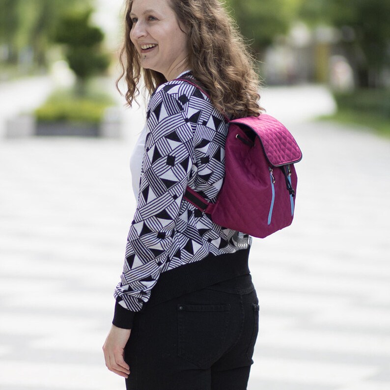 Margo Backpack Sewing Pattern: 2 Sizes, Flap & Drawstring Rucksack (PDF ...