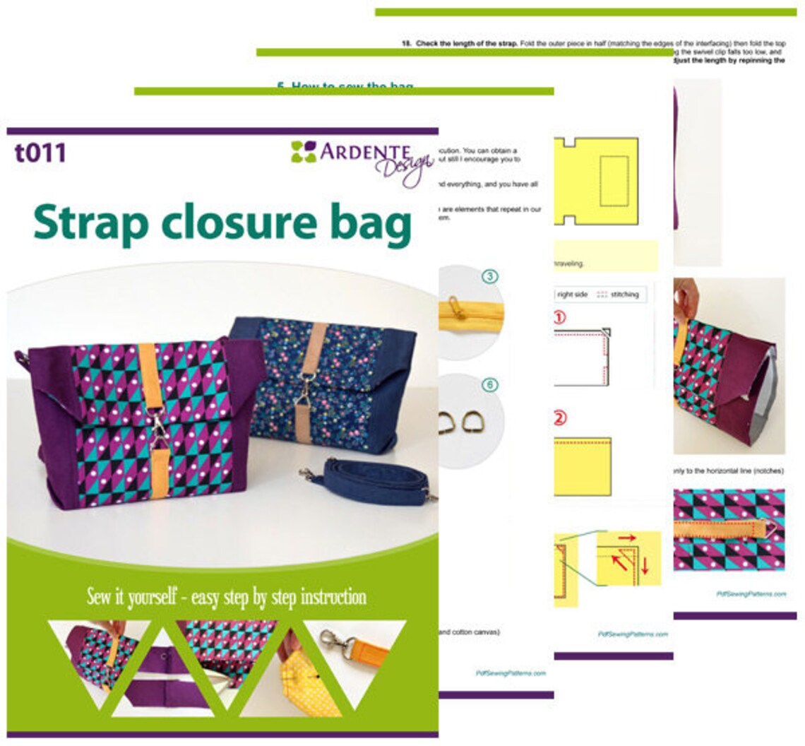Strap Closure Bag Sewing Pattern and Tutorial Shoulder Purse - Etsy