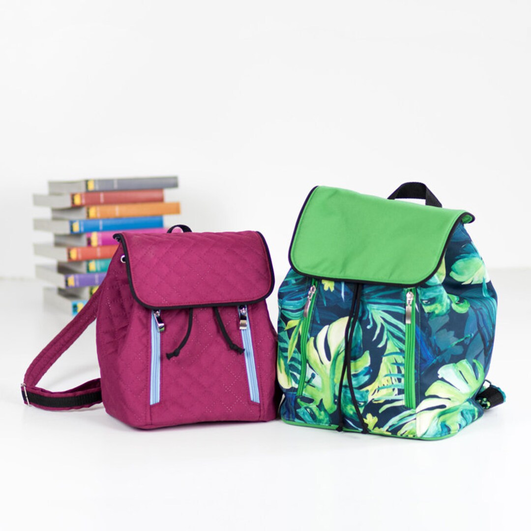 Margo Backpack Sewing Pattern: 2 Sizes, Flap & Drawstring Rucksack (PDF ...