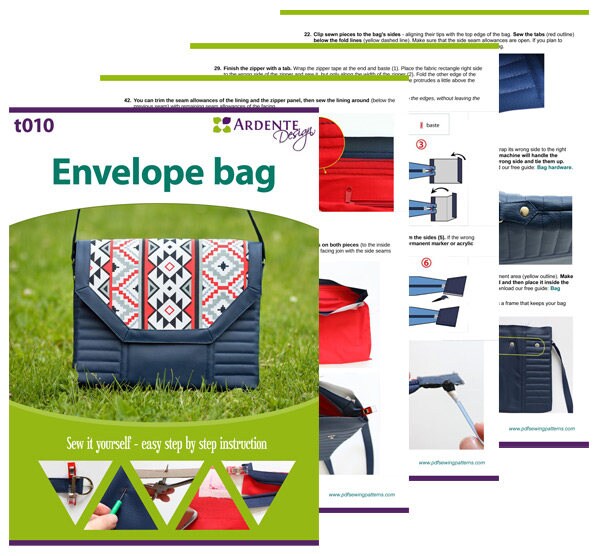 Envelope Bag PDF Sewing Pattern and Tutorial T010 - Etsy UK