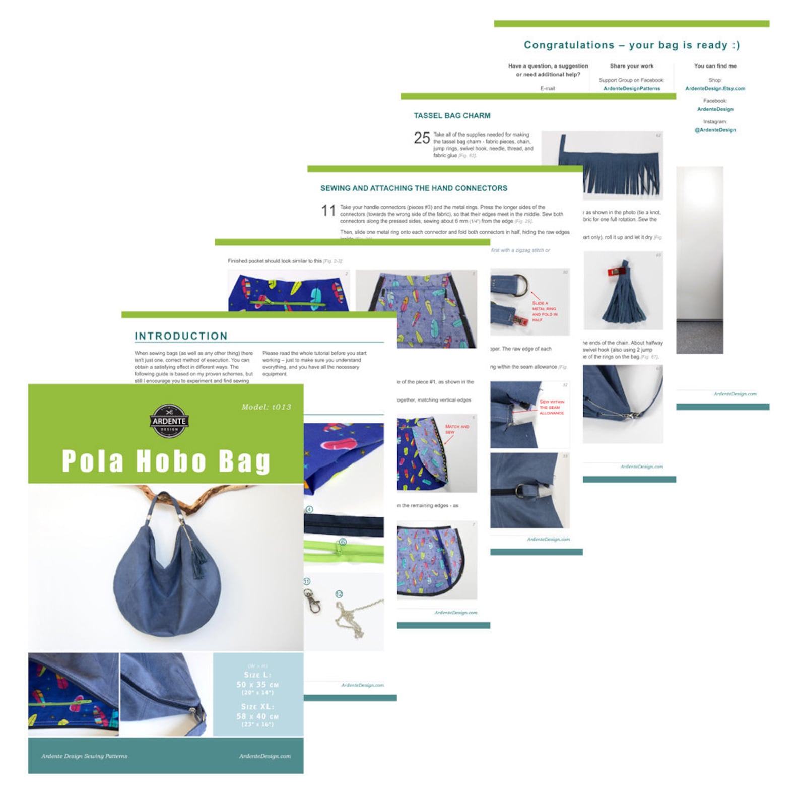 Hobo Bag Pdf Sewing Pattern and Tutorial, Large, Slouchy Shoulder Bag ...