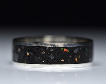 Australian Opal Inlay and Black Onyx Inlay 14k Gold Ring - Etsy