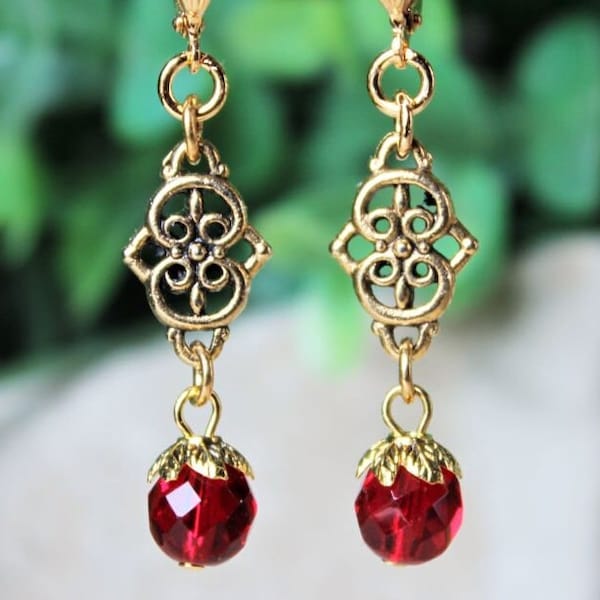 Red Dangle Earrings - Etsy