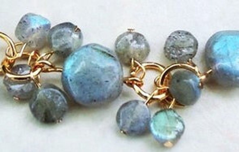 Labradorite Gemstone Bracelet Cluster Gold Silver Beadwork - Etsy